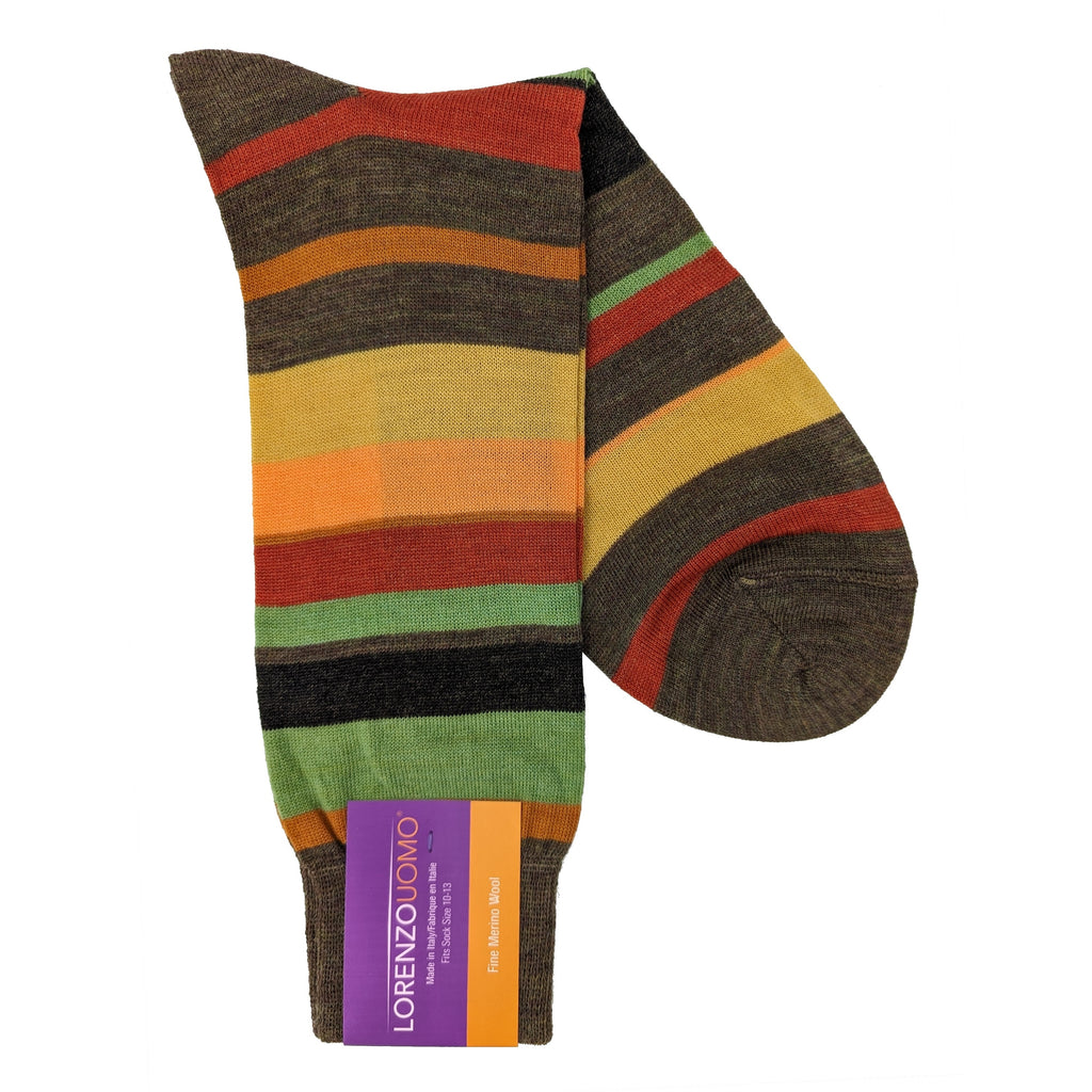 Lorenzo Uomo Thin Multi Stripe Merino Wool Blend Socks – Seattle Thread ...